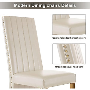 AUZ Gold Dining Table Set for 4, Modern Glass Dining Room Table with 6 White and Gold Dining Chairs, 5 Piece Luxury Dining Set for Kitchen and Dining Room