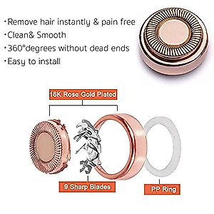 Dealswin Facial Hair Remover Replacement Heads：Compatible with Gen 1 Finishing Touch Flawless Facial Hair Removal Tool Women, As Seen On TV 18K Gold-Plated Rose Gold 4 Count, Generation 1 Single Halo