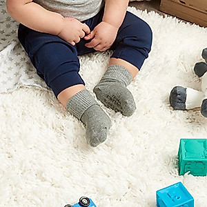 Carter's Boys' Baby Socks with Non-Skid Grippers, Grey, 3-12 Months