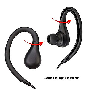 Retevis RT22 Walkie Talkie Earpiece with Mic, 2 Pin Earhook Two Way Radio Earpiece, Compatible RT21 H-777 RT68 RT22S H-777S Baofeng UV-5R Arcshell AR-5 AR-6 Two Way Radio(1 Pack)