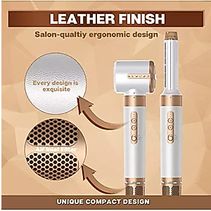 Hot Air Hair Dryer Brush, 7 in 1 Hot Air Brush Styler Dryer and Volumizer Hair dryer Left & Right Curling Barrel/Straightener/Wind hood/Concentrator/Curling Comb Hair Brush Blow Dryer for Women, White