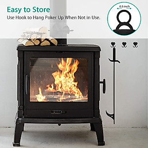 40-Inch Fire Pit Campfire Poker Stick for Fireplace, Camping, Wood Stove, Outdoor and Indoor Use, Black Solid Steel