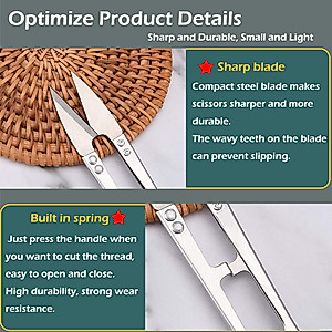 Zittop 2pcs Premium Stainless Steel 4.2in U Sewing Scissors Clippers, Embroidery Yarn Scissors Mini Thread Sewing Cutter, Yarn Fishing Mini Small Snips Trimming Nipper Great for Stitch (Silver)