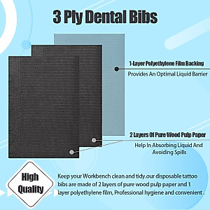 125 Pcs Dental Bibs Disposable for Patient, 13"x18", 3 Ply Waterproof Piercing Tattoo Paper Napkin Tissue Bib for Dental Clinic, Tattoo Station and Salon…