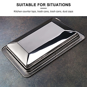 Hubceuo Stainless Steel Garbage Flap Lid Trash Bin Cover Flush Built-in Balance Swing Flap Garbage Lid for Kitchen Counter Top A