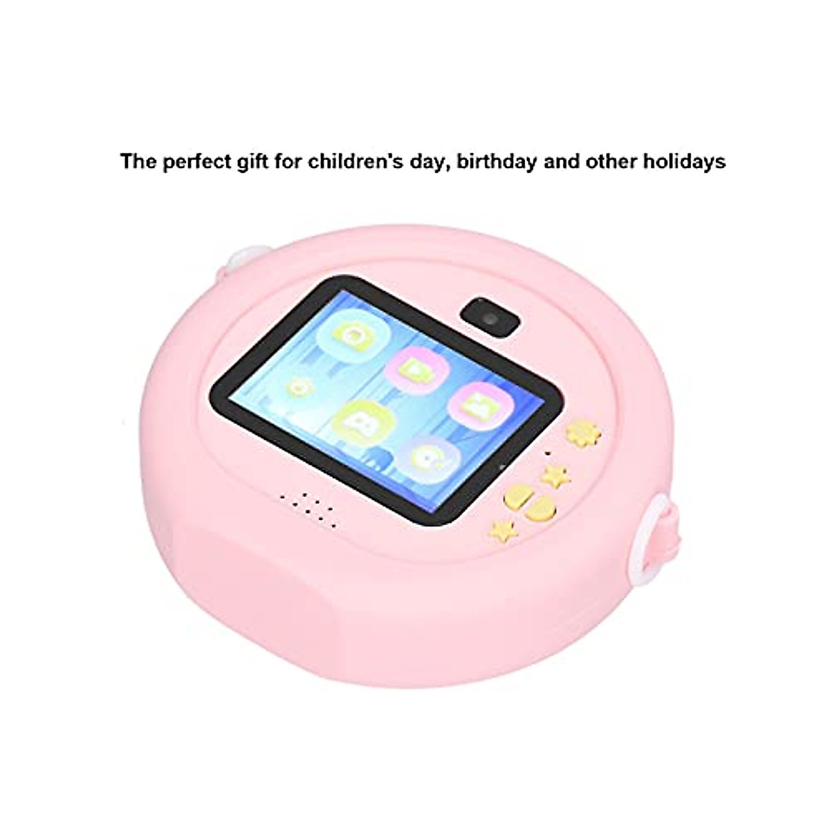 ciciglow Kids Camera, Portable Mini Pink Round Camera for Children 2.4 Inch 4000W IPS Selfie Video Kid's Toy Camera for Birthday Gifts, Waterproof Shockproof Shell Camera