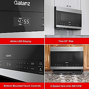 Galanz GLOMJD13S2SW-10 24 inch Over The Range Microwave, Sensor Cooking, Convertible Venting with 2 Speed, LED Lighting, Child Lock, 1000W/120Volts, Stainless Steel, 1.3 Cu Ft
