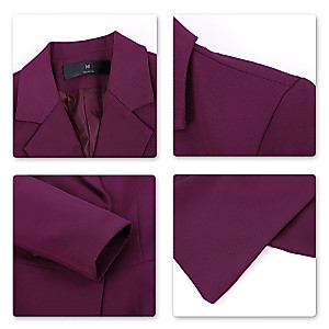 YUNCLOS Women's Double Breasted 2 Piece Suit Set 2 Button Blazer Jacket and Pants Burgundy
