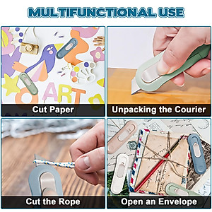 OneNine Retractable Letter Opener, 4 pcs Utility Knife Box Cutters, Box Cutter Retractable, Retractable Mini Art Cutter, Box Cutters, Easy Slide Retractable Blade for Office, Home, Crafts, Hobby Use