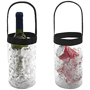 Pallesen 2 Pack Ice Wine Bag Portable Collapsible Clear Wine Pouch Cooler with Handle Wine Bottle Chiller Ice Bucket Tote for Outdoor, 750ml Standard Size Red Wine, White Wine, Cold Beer, Iced Drinks