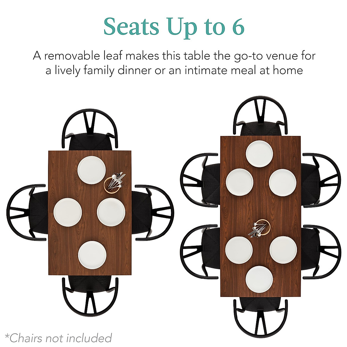 Best Choice Products Extendable Dining Table 47 to 63in Modern Large Expanding Kitchen Table up to 6 People w/Leaf Extension, 2 Locks, 132lb Capacity - Brown