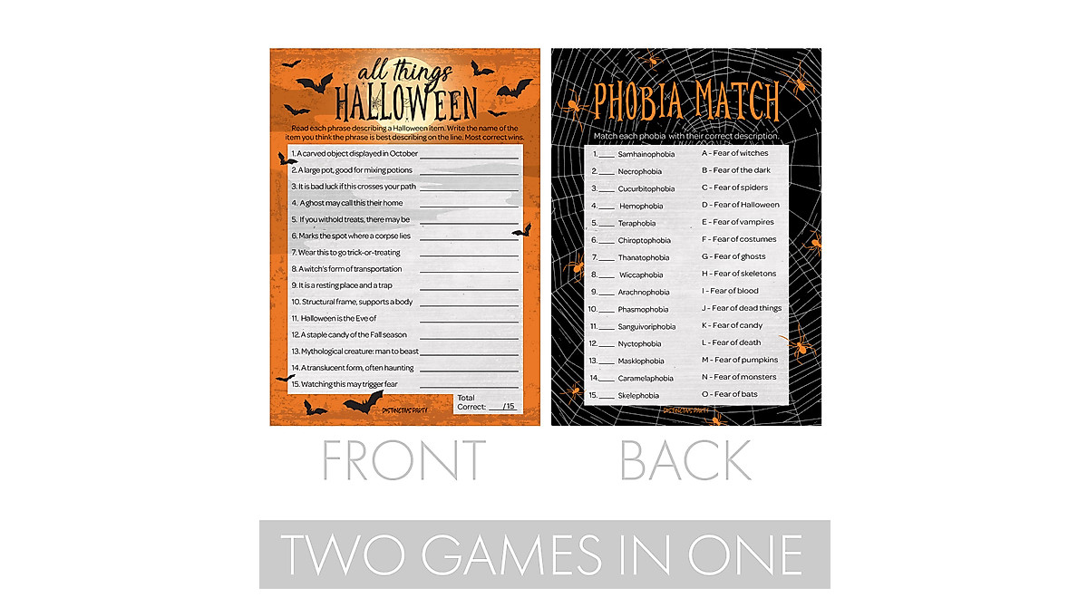 Distinctivs Halloween Party Games Bundle - 25 Count