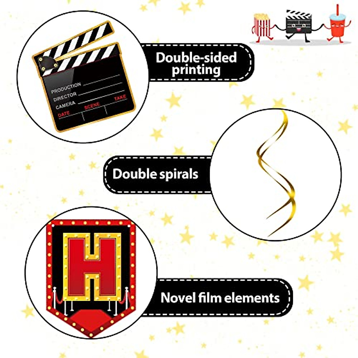 45 Pieces Movie Night Decorations Party Decorations Kit Now Showing Banner Hanging Swirls Movie Theater Themed for Bridal Shower Birthday Party Supplies Film Backdrop