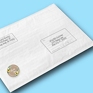 Beautiful Floral Sunflower On Kraft Thank You Customer Appreciation Sticker Labels for Small Businesses, 60 1.5" Circle Stickers by AmandaCreation, Great for Envelopes, Postcards, Direct Mail, & More!