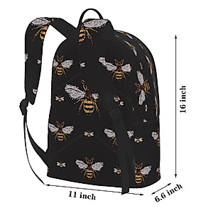 Delerain 16 Inch Backpack Funny Honey Bee Laptop Backpack School Bookbag Shoulder Bag for Travel Daypack
