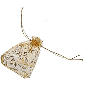 Wedding Favors Small Gift Bags, 100pcs 5 Inch x 7 Inch (13x18cm) Gold Organza Bags for Party Favor Bags Small Business Candy Bags Mesh Bag (Gold, 5''x7'')