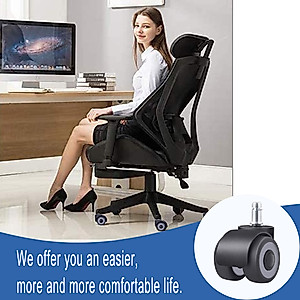 Office Chair Wheels Set of 5, (10MM Fit IKEA Chair Only) Heavy Duty Computer Desk Chair Wheels Replacement with 4 Ball Bearings,YAEMIKY 700Lbs Soft Rubber Casters for Wood Floors No More Chair Mat