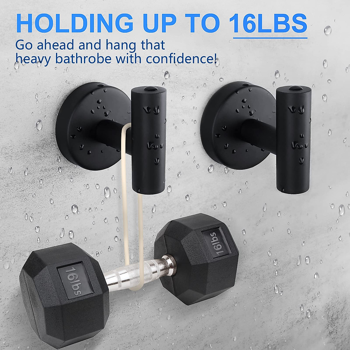 Budding Joy Towel Hooks for Bathrooms, Black Towel Hook Wall Mounted, Durable Stainless Steel Towel Hanger with Sleek Look, Heavy Duty Wall Hook for Hanging Coat Robe, Easy to Clean, 4-Pack