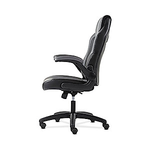 Sadie Racing Gaming Computer Chair- Flip-Up Arms, Black and Gray Leather (HVST911)