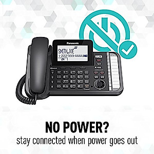 Panasonic 2-Line Corded/Cordless Phone System with 1 Handset - Answering Machine, Link2Cell, 3-Way Conference, Call Block, Long Range DECT 6.0, Bluetooth - KX-TG9581B (Black)