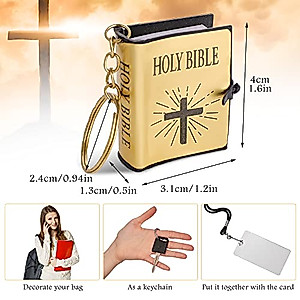Prasacco 12 Pcs Mini Bible Keychain, Pocket Bible Tiny Bible Verse Keychain Miniature Bible Church Gifts