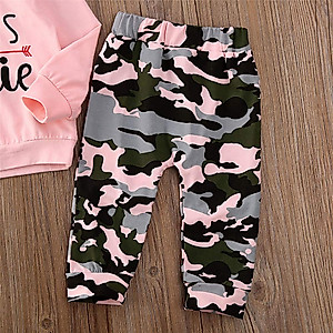 FYBITBO 2Pcs Baby Girls Fall Winter Clothes Mamas Bestie Hoodie Sweatshirt Tops & Camo Pants Outfits Clothing Sets (Pink Camo, 6-12 Months)