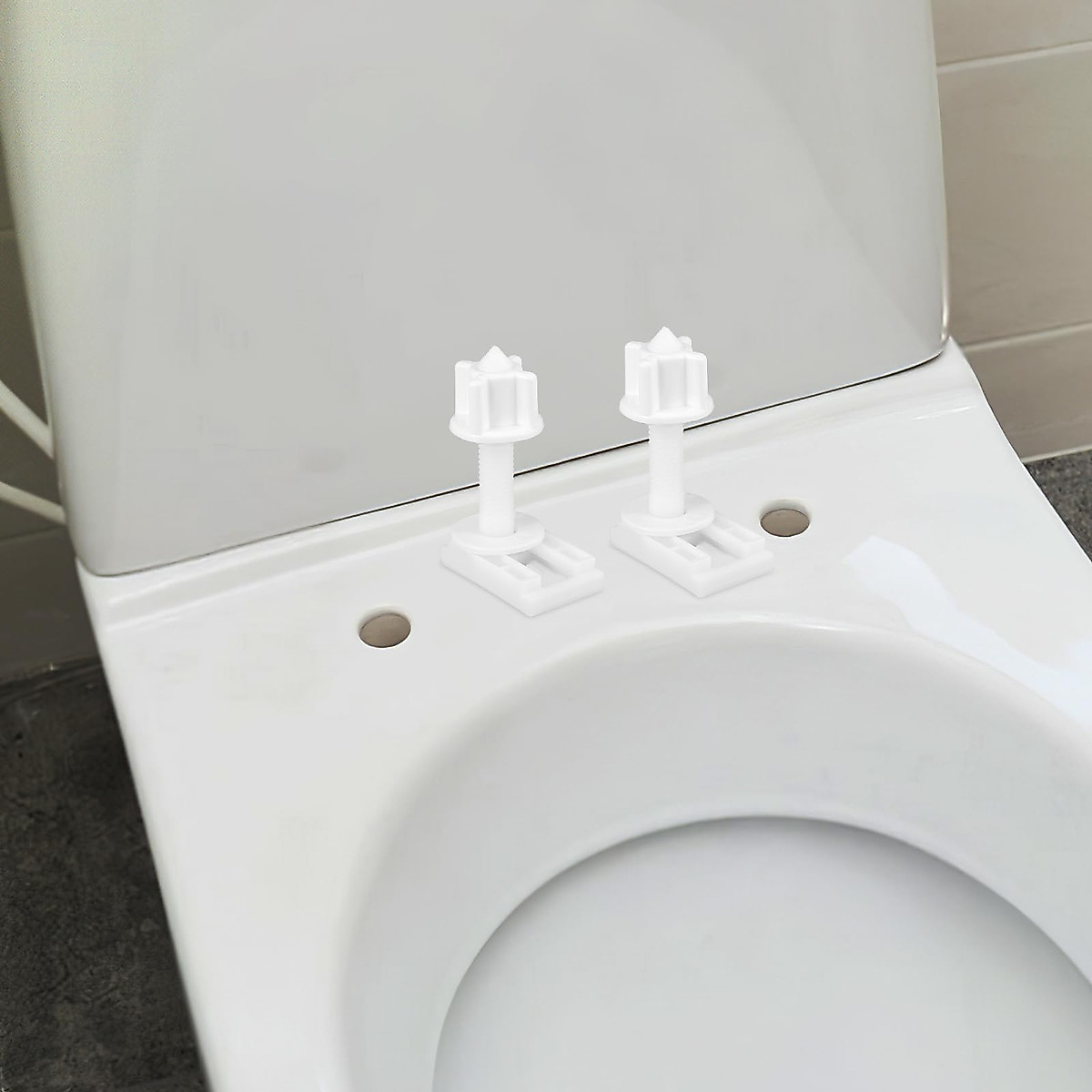 Mikikit Toilet Seat Screws - 6pcs Toilet Seat Bolts Replacement Kit Toilet Lid Screws Washers Toilet Seat Replacement Screws Toilet Seat Screws Replacement Nuts Parts Bolt Cap