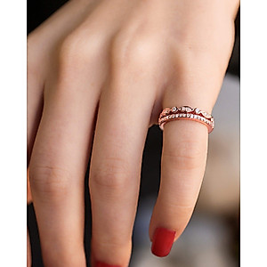 Kobelli 1/4 Carat TDW Mixed Set Double Row Diamond Band 10k Rose Gold, 8.5