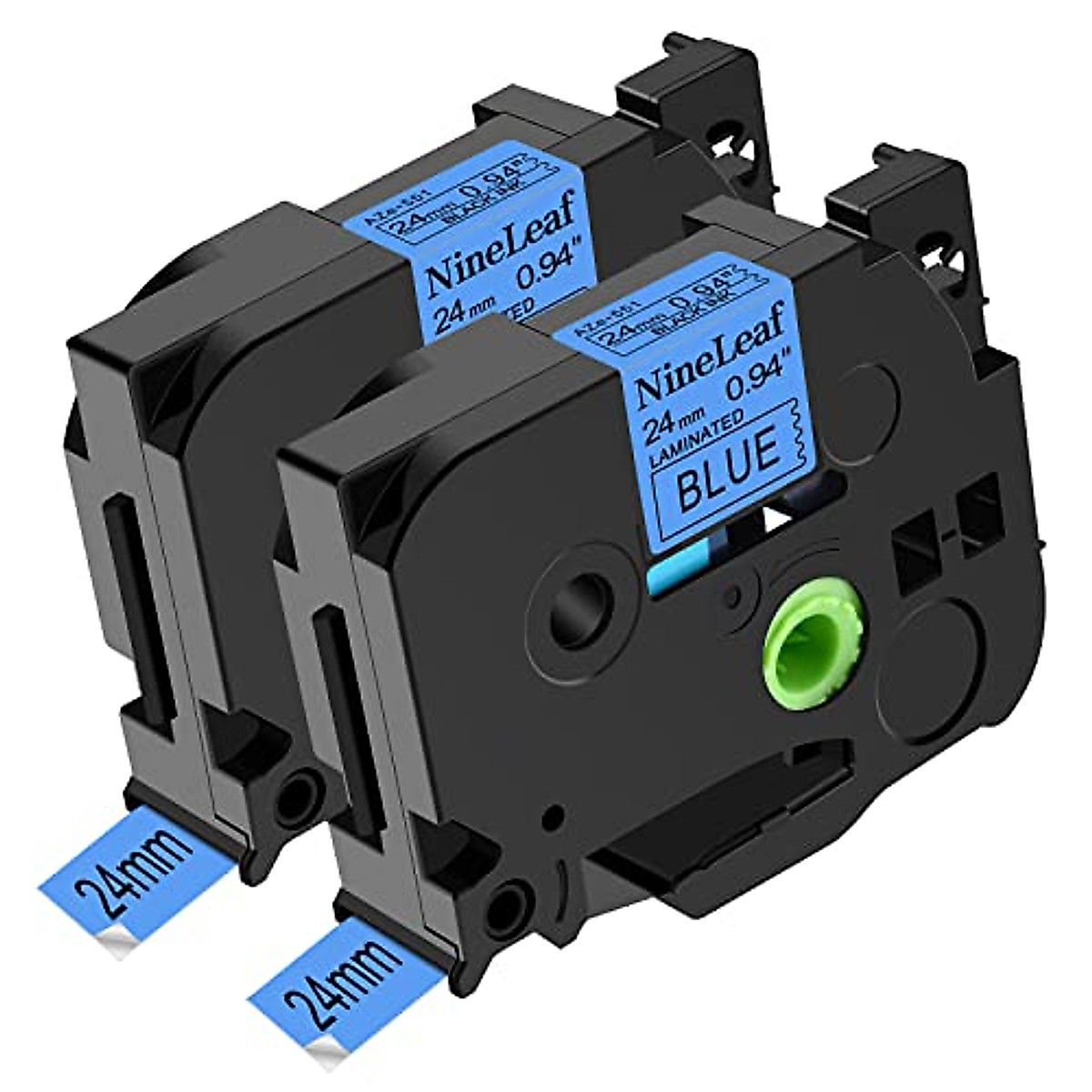 NineLeaf 2 Pack Compatible for Brother P-Touch Label Maker Tape 24mm TZe551 TZe-551 TZ-551 TZ551 Black on Blue Laminated 1 inch TZe TZ Tape for PT-D600 PT-P710BT PT-P700 PT-E550W PT-P750W PT-E800W