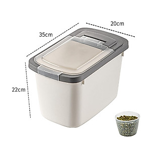 gazechimp Grain Rice Storage Container, Pet Food Storage Box, Airtight Household Grain Dispenser, Grain Rice Storage Bin, Flour Bin for Flour, Cat Dog Food, White