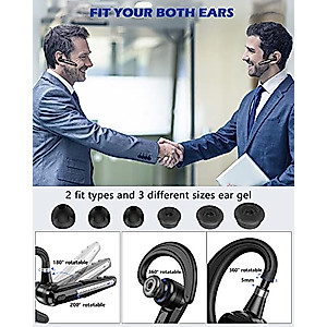 TIANLI Bluetooth Headset V5.0, Bluetooth Earpiece with CVC8.0 Active Noise Canceling Dual Microphones for Computer and Cell Phone, Hands-Free Bluetooth Earphone for Driving/Office/Business, Black