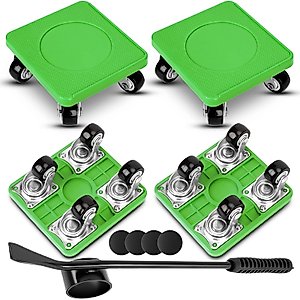 Furniture Mover Dolly with Lifter, 4 Wheel Furniture Dolly 800 LB Load Capacity, 360° Rotation Wheels Moving Dolly,Furniture Lifters for Heavy Furniture,Moving System Roller Set.（Green）
