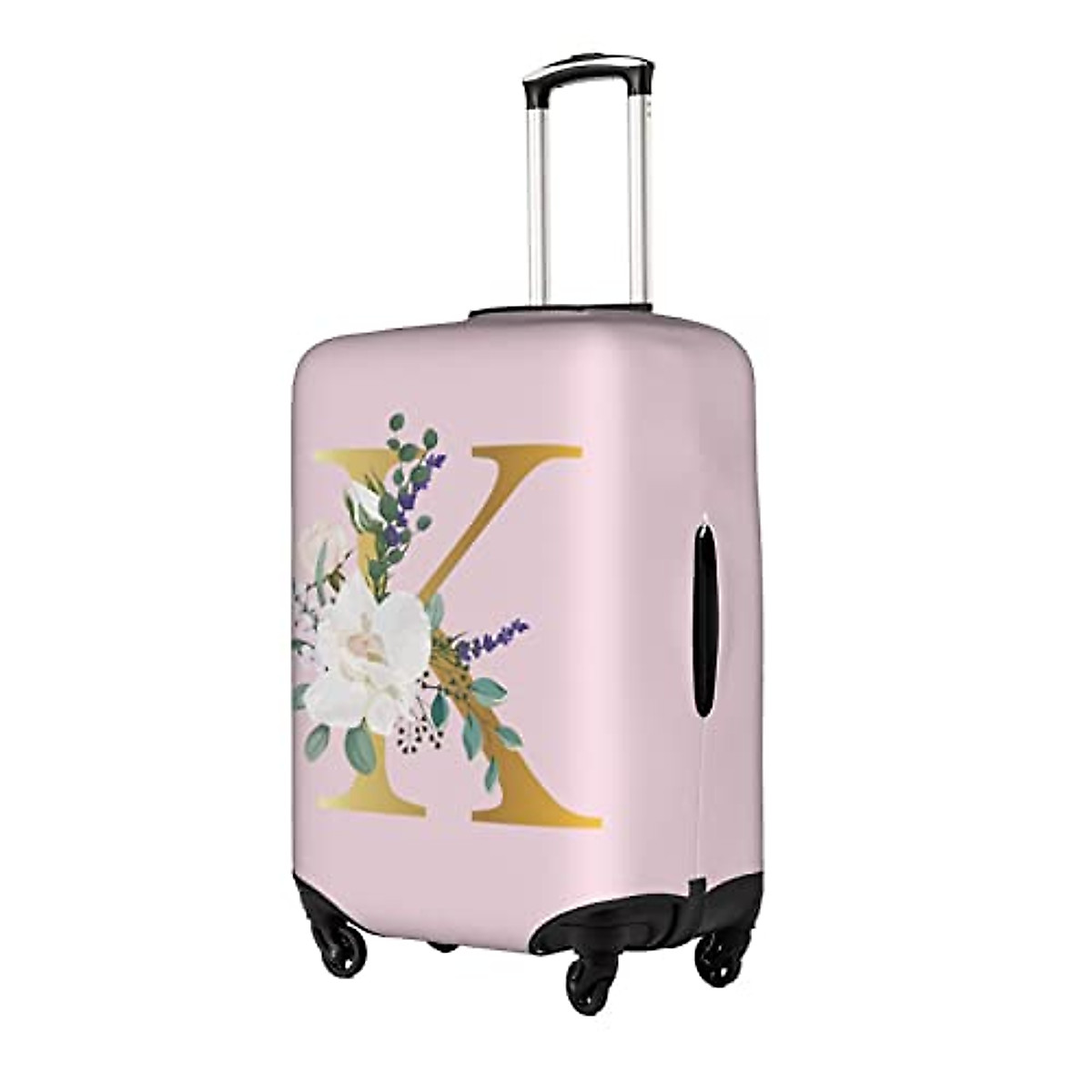 Flower Lette K Pink Luggage Cover Elastic Washable Stretch Suitcase Protector Anti-Scratch Travel Suitcase Cover for Kid and Adult L (25-28 inch suitcase)