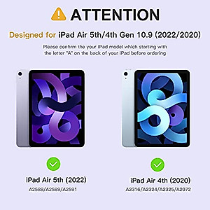 Harvopu for iPad Air 5th Generation Case with Keyboard - 7 Color Backlight Detachable Keyboard Tablet Cover with Pencil Holder for iPad Air 5th Gen 2022/iPad Air 4th Gen 2020 10.9, Purple