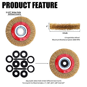 KingTool 13pcs Buffing Wheels Set - 6pcs 6" Buffing Polishing Wheel with 1/2" Arbor Hole, Crimped Wire Wheel with 1/2"-5/8" Inserts, 3pcs Polishing Compound, 15" Buffing rake, 2pcs Microfiber Towel