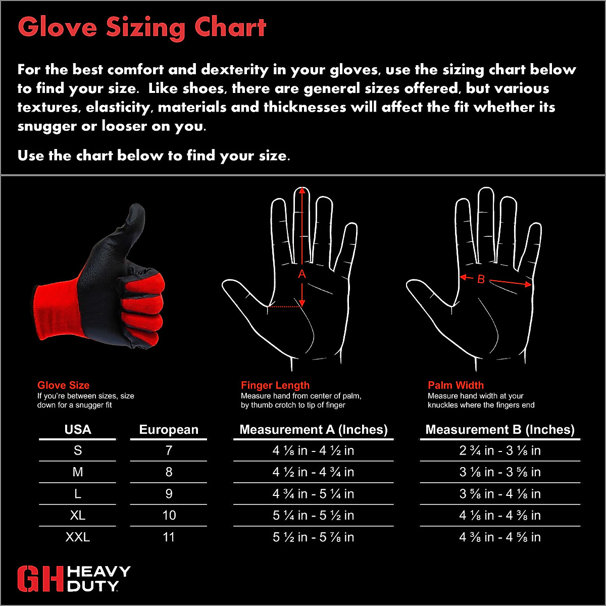 GH Heavy Duty Nitrile Reusable Work Gloves, All Purpose Work Gloves with Cut Resistant Palm, Gloves for Tasks Needing Hand Protection, 10-Pack (Red), Large