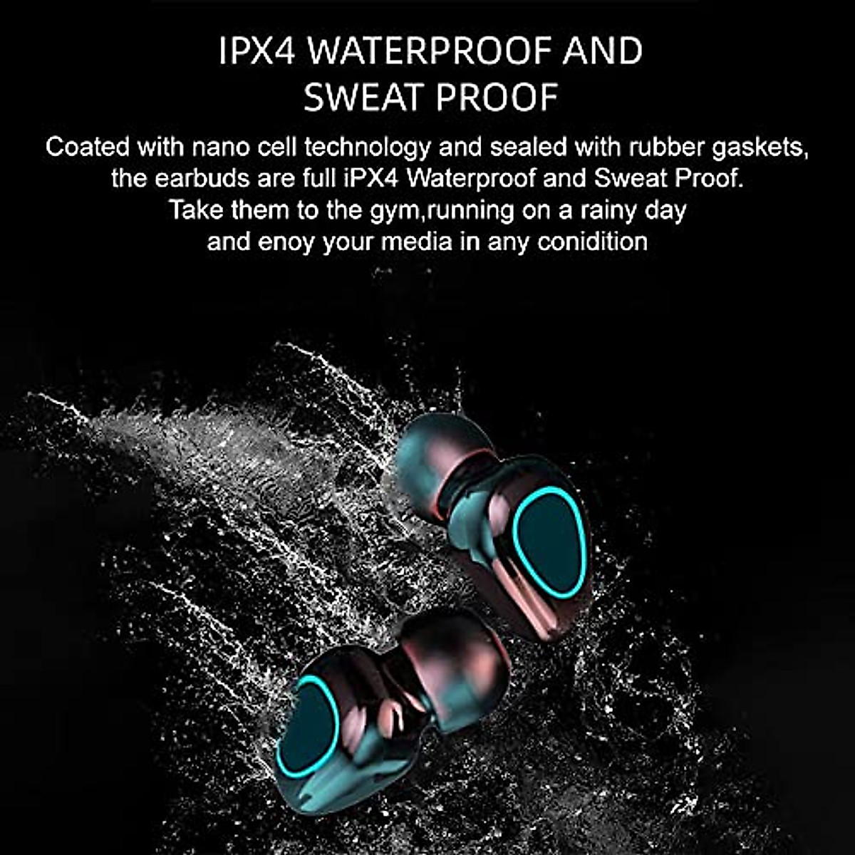 Acuvar Fully Wireless Bluetooth 5.1 Rechargeable IPX4 Waterproof Earbud Headphones with Microphone, 3500mAh USB Smart Dock Charging Case Powerful Surround Stereo Bass and Passive Noise Cancelling