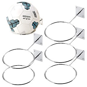 Ball Holders Wall Mount Sports Exercise Ball Storage Rack Organizer for Display Basketball Volleyball Soccer Football Medicine Ball (Sliver-5.6in)