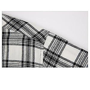 Men's Double Pocket Plaid Flannel Shirt Long Sleeve Button Down Business Formal Chemise M512 US Size XXL