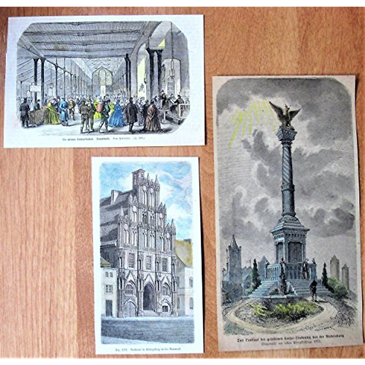Antique Steel Engravings: Lot of Three Small Engravings- Architecture