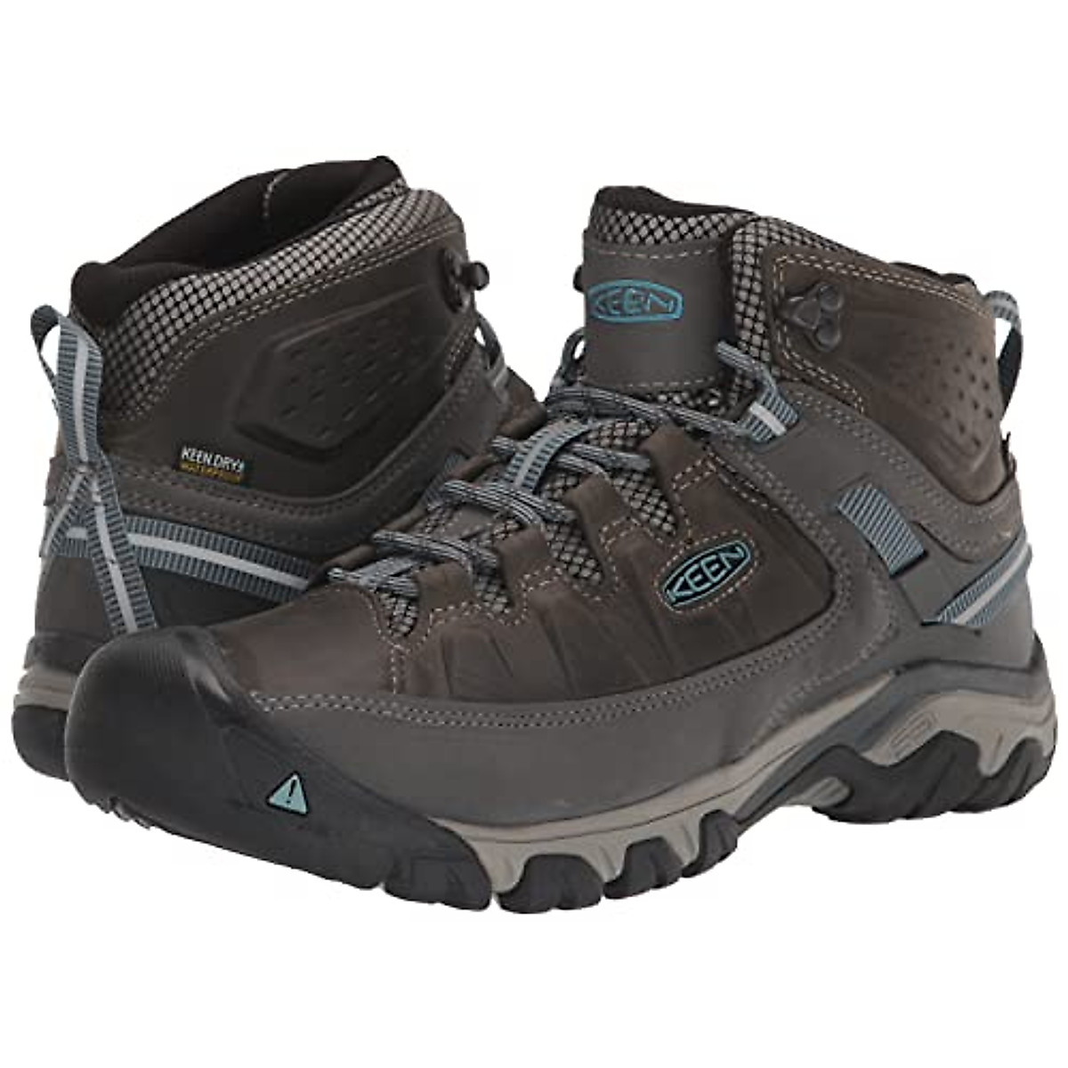 KEEN Women's Targhee 3 Mid Height Waterproof Hiking Boots, Magnet/Atlantic Blue, 9.5