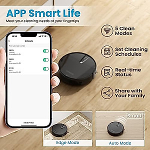 ROPVACNIC Robot Vacuum Cleaner with 3000Pa Cyclone Suction, APP/Voice/Remote Control, Automatic Self-Charging Robotic Vacuum, Scheduled Cleaning, Ideal for Pet Hair, Hard Floor, Low Carpet