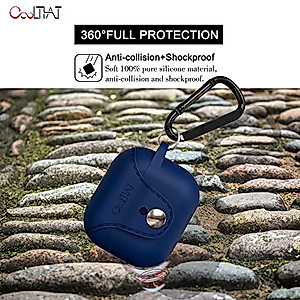 COOLTHAT  5 in One New Button Design Secured Lock Airpods 3 Case, 360° Protective Case (Upgrade in Jan. 2022) for Airpod 3rd Generation Charging Case, Supports Wireless Charging (Navy Blue)