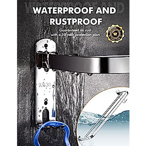 IKITCHEN Towel Racks for Bathroom, Stainless Steel Towel Holder Wall Mounted with 2 Hooks, Bathroom Shelf with Towel Bar 23Inch Polished Silver