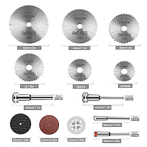 Cutting Wheel Set 46Pcs for Rotary Tool, HSS Cutting Wheels 6Pcs, Diamond Cutting Discs 10 Pcs and Resin Circular Saw Blades 30Pcs with 1/8" Shank for Wood Metal Plastic Stone Cutting