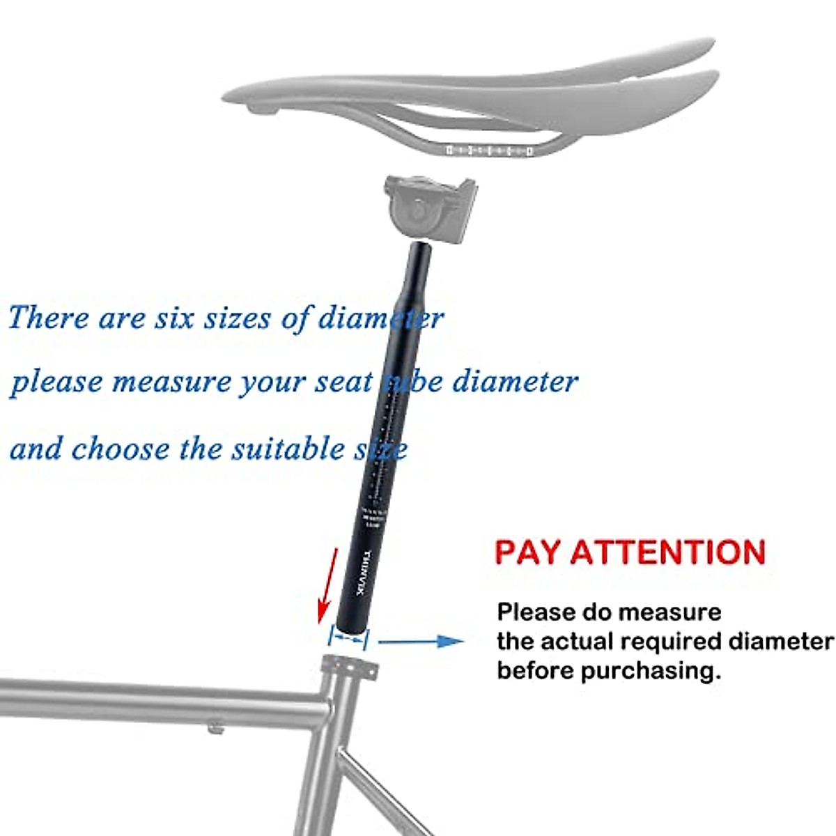 Thinvik Bike Seat Post Matte Aluminum Alloy,Length 350mm,Bicycle Seat Post Replacement for BMX MTB Road&Mountain Bike,Fixed Gear Bike Seatpost 25.4/27.2/28.6/30.4/30.8/31.6mm-27.2mm