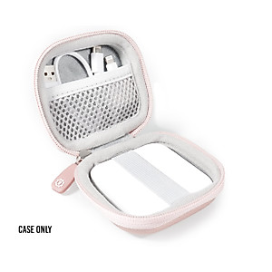 WGear Credit Card Reader Case for Square Contactless and Chip Reader, USB Cables and Small Accessories, Mesh Pocket, Secure Elastic Strap, Easy to go Carabiner (Rose Gold)