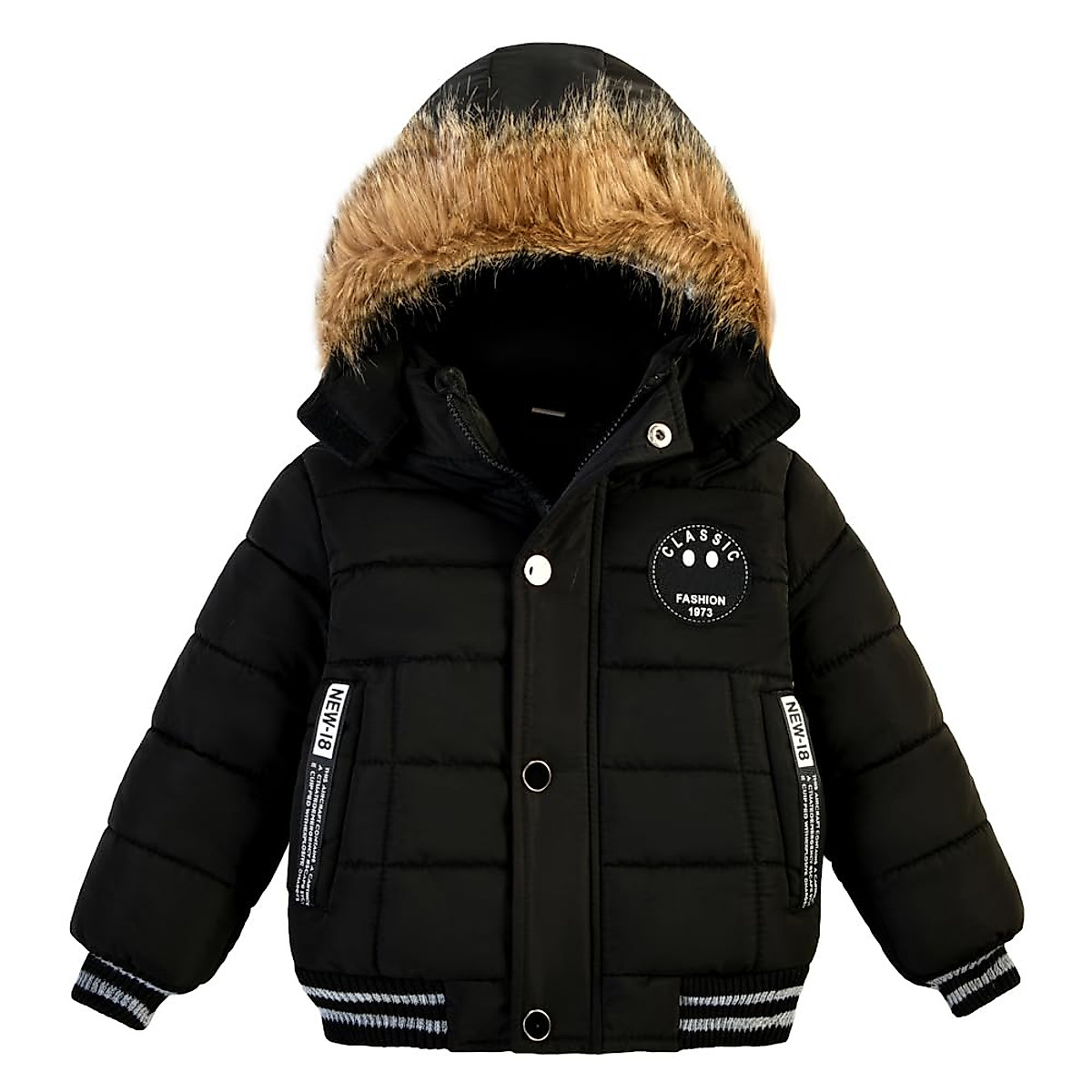 AMIYAN Toddler Boys Down Jacket Fur Collar Hood Thick Warm Winter Snowsuit Coat Parka 3-4T