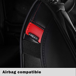 LUCKYMAN CLUB Car Seat Covers with Waterproof Faux Leather Fit for Most Sedan SUV Such as Elentra Sonata Tucson Chevy Equinox Vw CRV Mazda6 (Black& Blue)