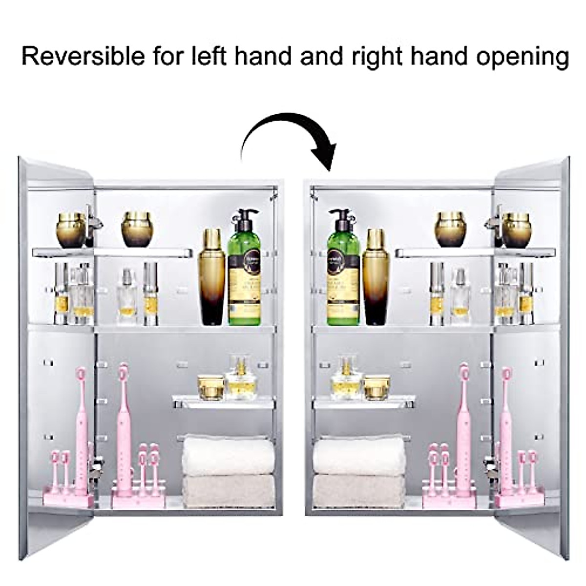 Fundin Bathroom Wall Cabinet with Half Cut Shelves,14.8 x 25.6 Stainless Steel Storage Cabinet, Bathroom/Living Room Medicine Cabinet